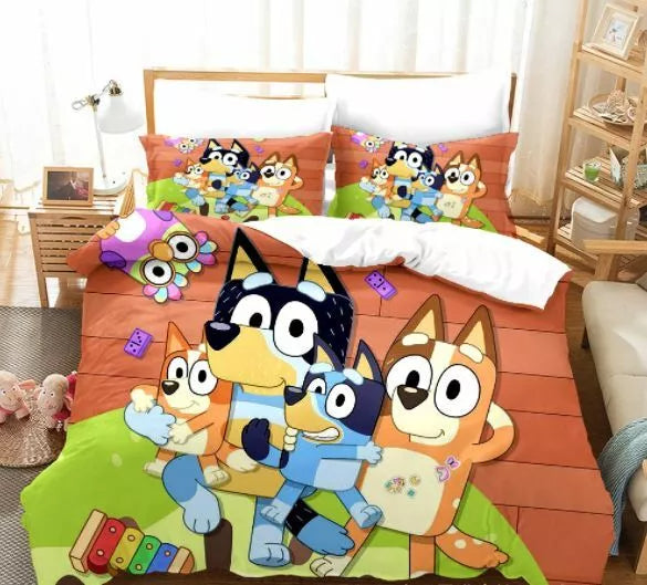 Cartoon Bluey Bedding Set Pattern Kids Quilt Cover Without Filler ...
