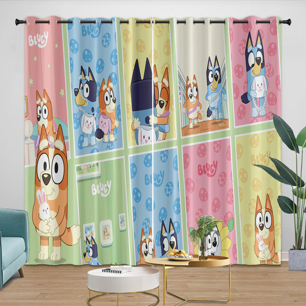 Cartoon Bluey Curtains Blackout Window Drapes Kids Room Decoration ...