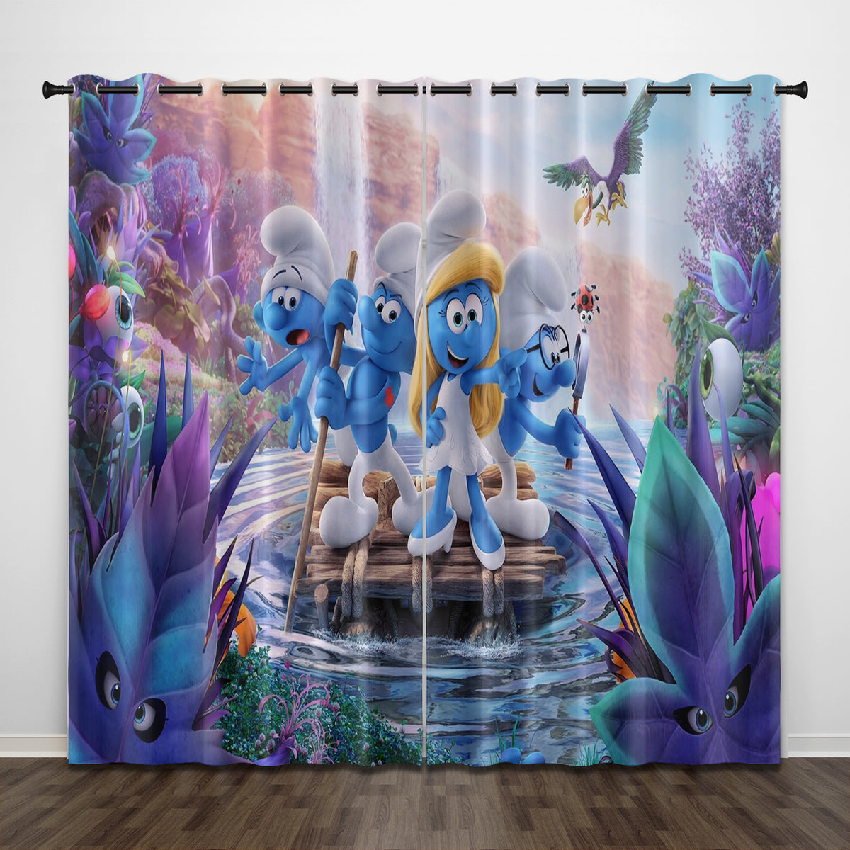 The Smurfs Curtains Pattern Blackout Window Drapes – ebuycosuk