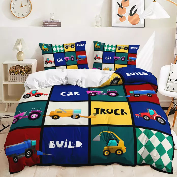 Digger Dump Truck Excavator Bedding Set Quilt Cover Without Filler ...