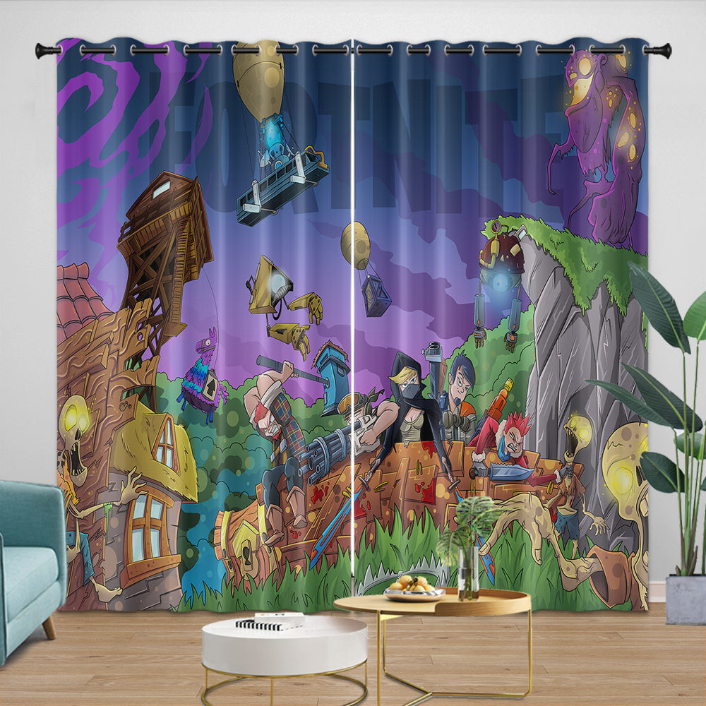 Game Fortnite Curtains Blackout Window Drapes Kids Room Decoration ...
