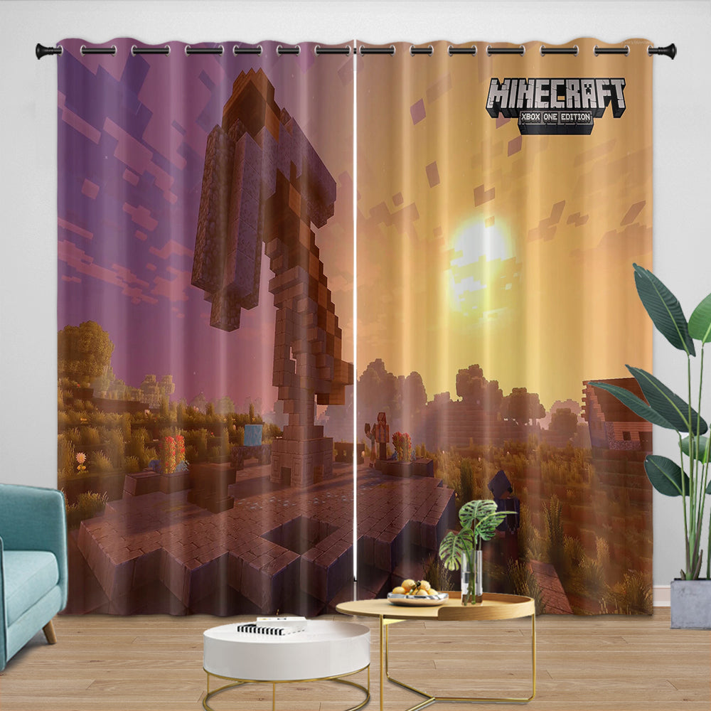 Game Pattern Minecraft Curtains Window Drapes Room Decoration – ebuycosuk