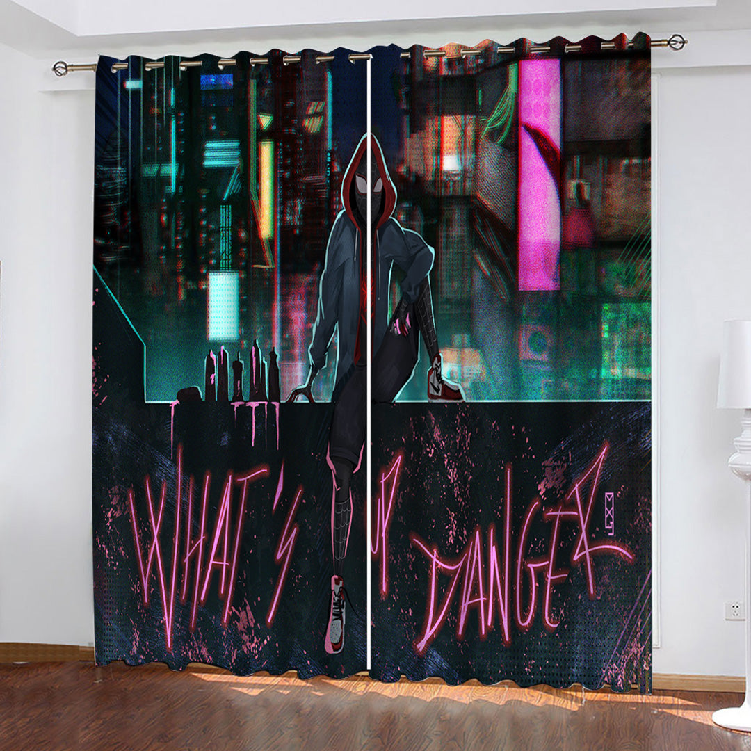 Spider-Man Into the Spider-Verse Curtains Pattern Blackout Window Drap ...