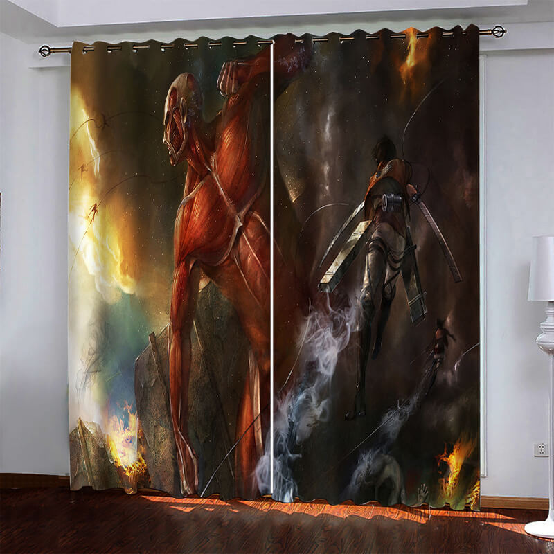 Attack On Titan Pattern Curtains Blackout Window Drapes – ebuycosuk