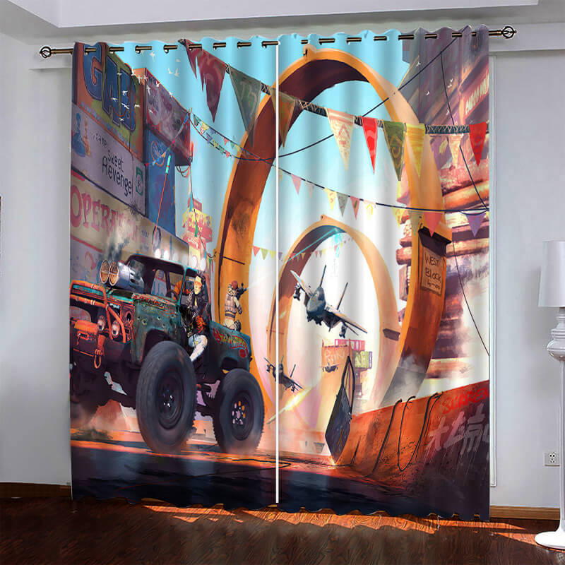 Car Model Hot Wheels Pattern Curtains Blackout Window Drapes – ebuycosuk