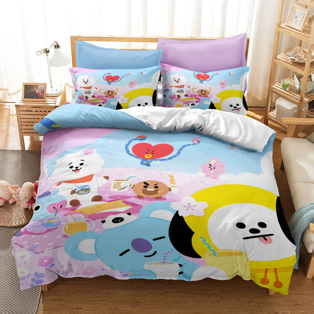 Cartoon BT21 Cosplay Kids Bedding Set UK Quilt Duvet Cover Bed Sets ...