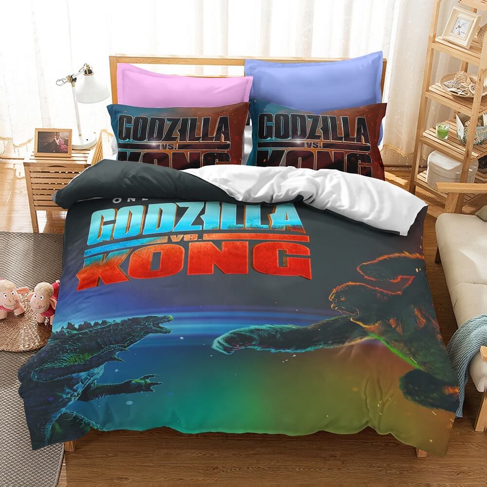 Godzilla vs King Kong Cosplay Bedding Quilt Duvet Cover Bed Sets ...