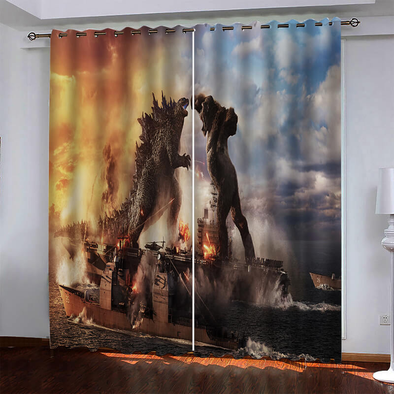 Godzilla vs Kong Pattern Curtains Blackout Window Drapes – ebuycosuk