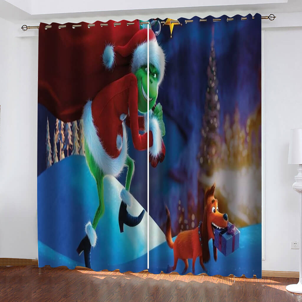 How The Grinch Stole Christmas Curtains Blackout Window Treatments Dra ...
