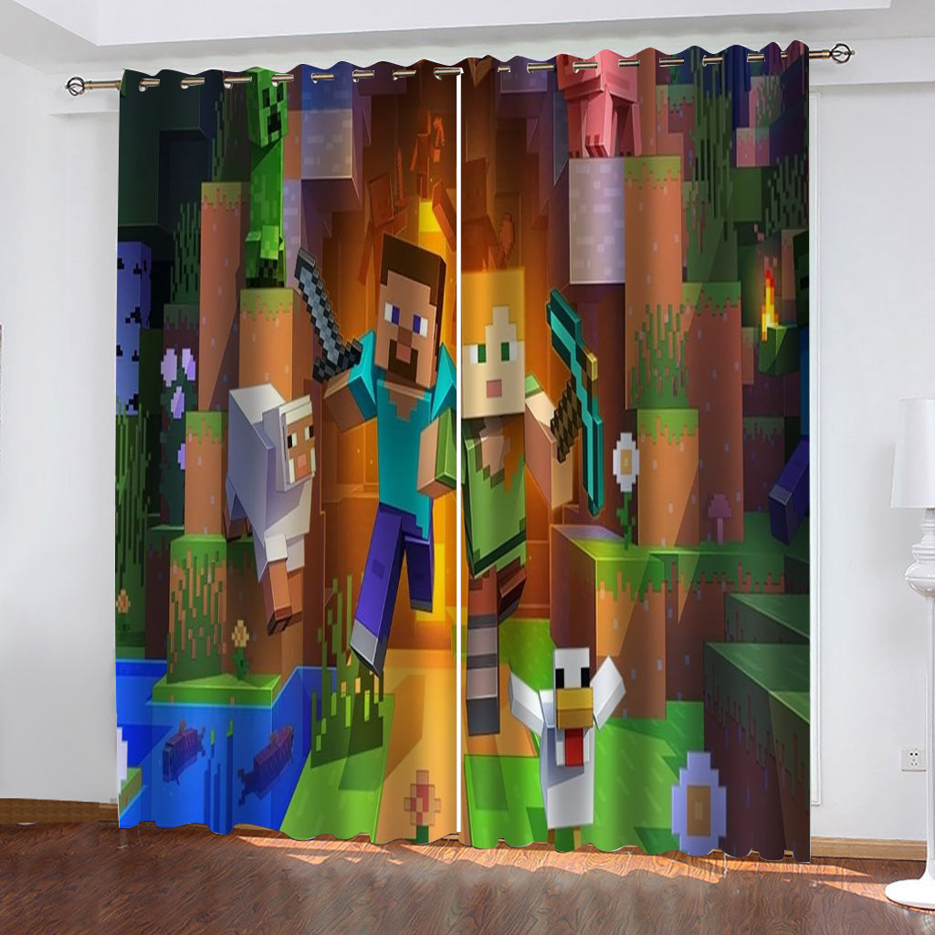 Minecraft Curtains Blackout Window Treatments Drapes for Room Decorati ...