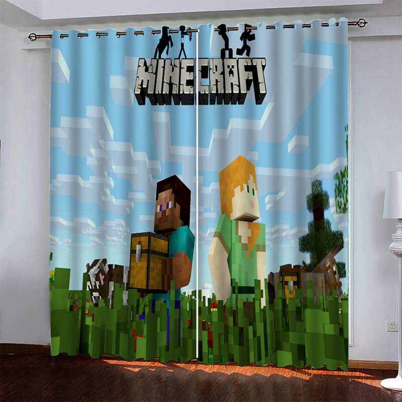 Minecraft Pattern Curtains Blackout Window Drapes – ebuycosuk
