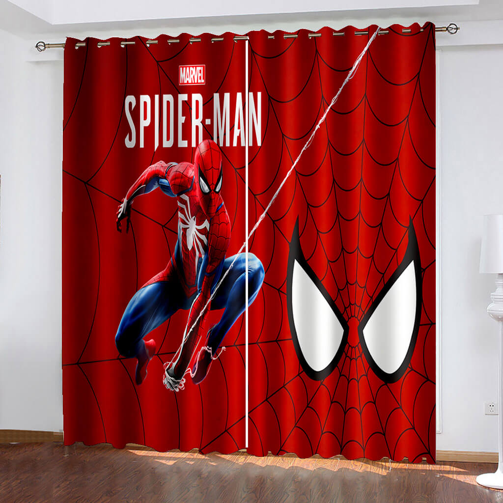 Spider Man Curtains Cosplay Blackout Window Treatments Drapes Room Dec ...
