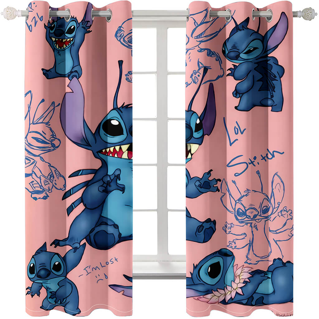 Stitch Curtains Cosplay Blackout Window Treatments Drapes for Room Dec ...