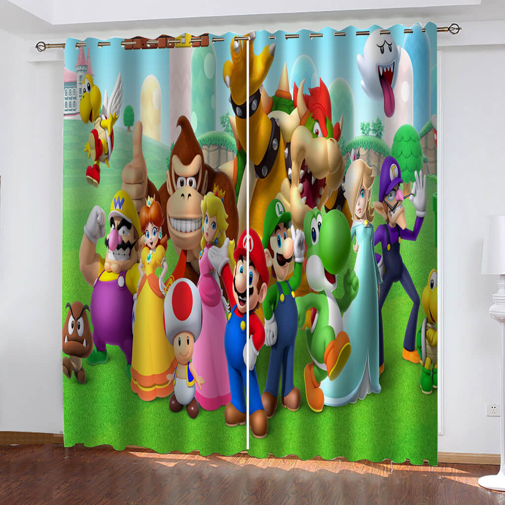 Super Mario Curtains Blackout Window Treatments Drapes for Room Decor ...