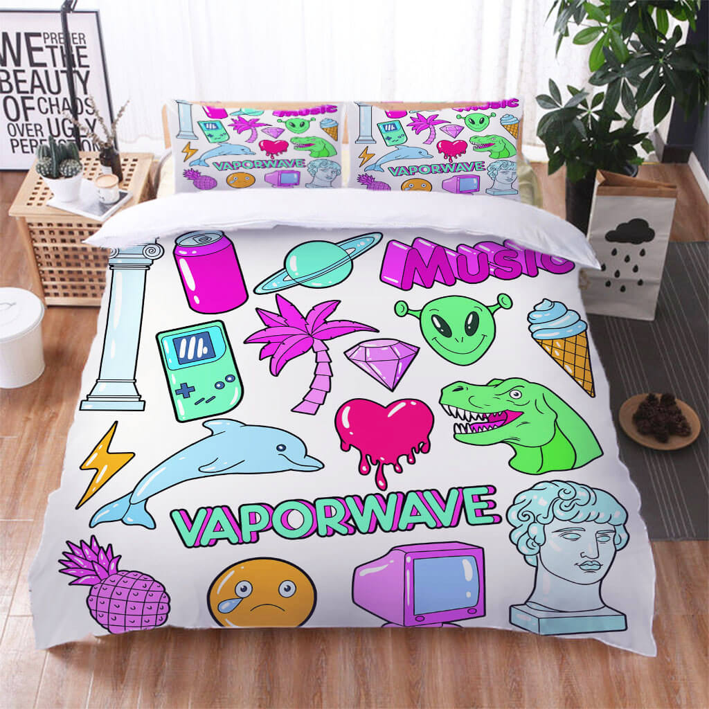 Vaporwave Bedding Set Cosplay Quilt Cover Without Filler – ebuycosuk